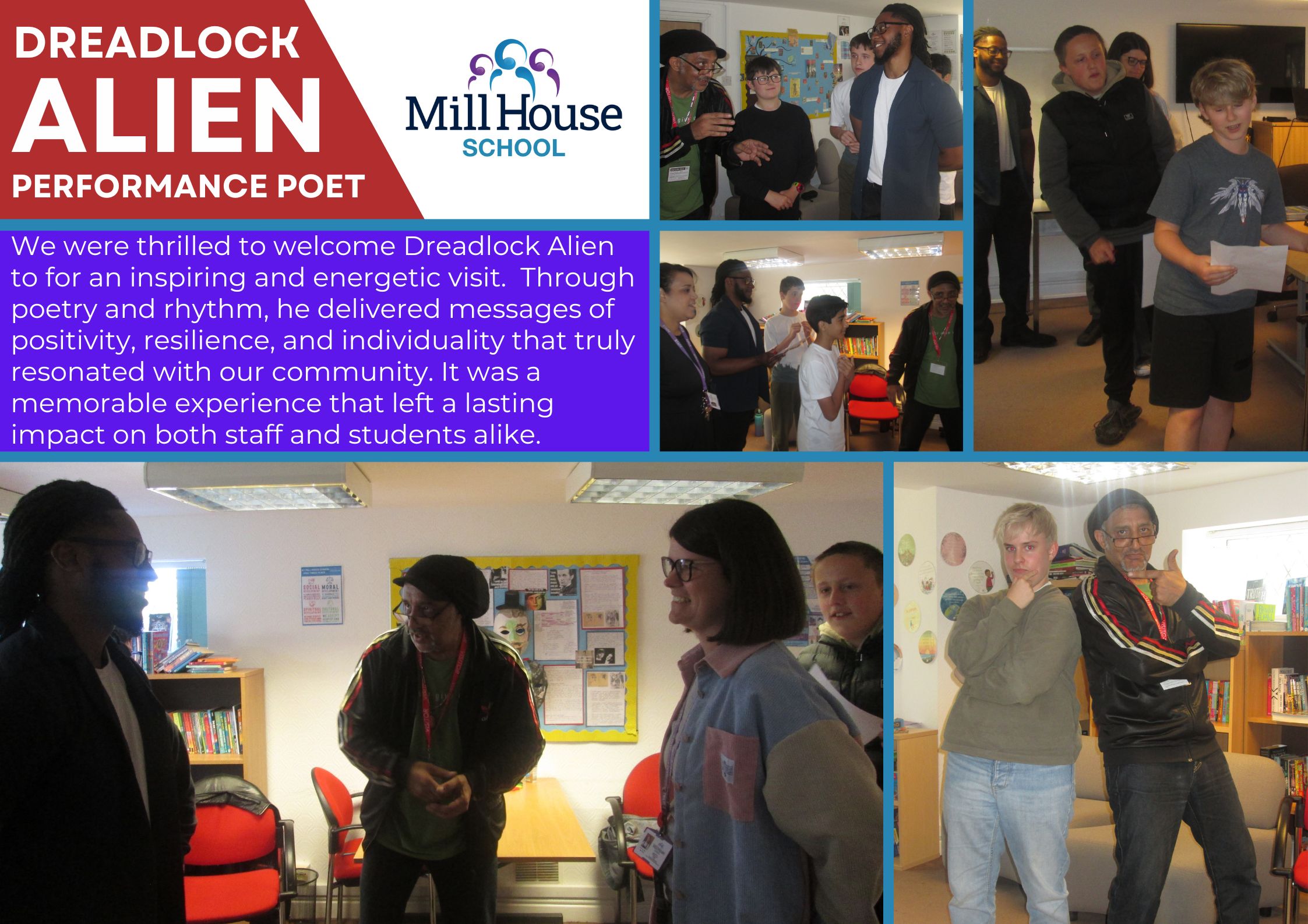 Dreadlock Alien Inspires Creativity and Confidence at Mill House School ...